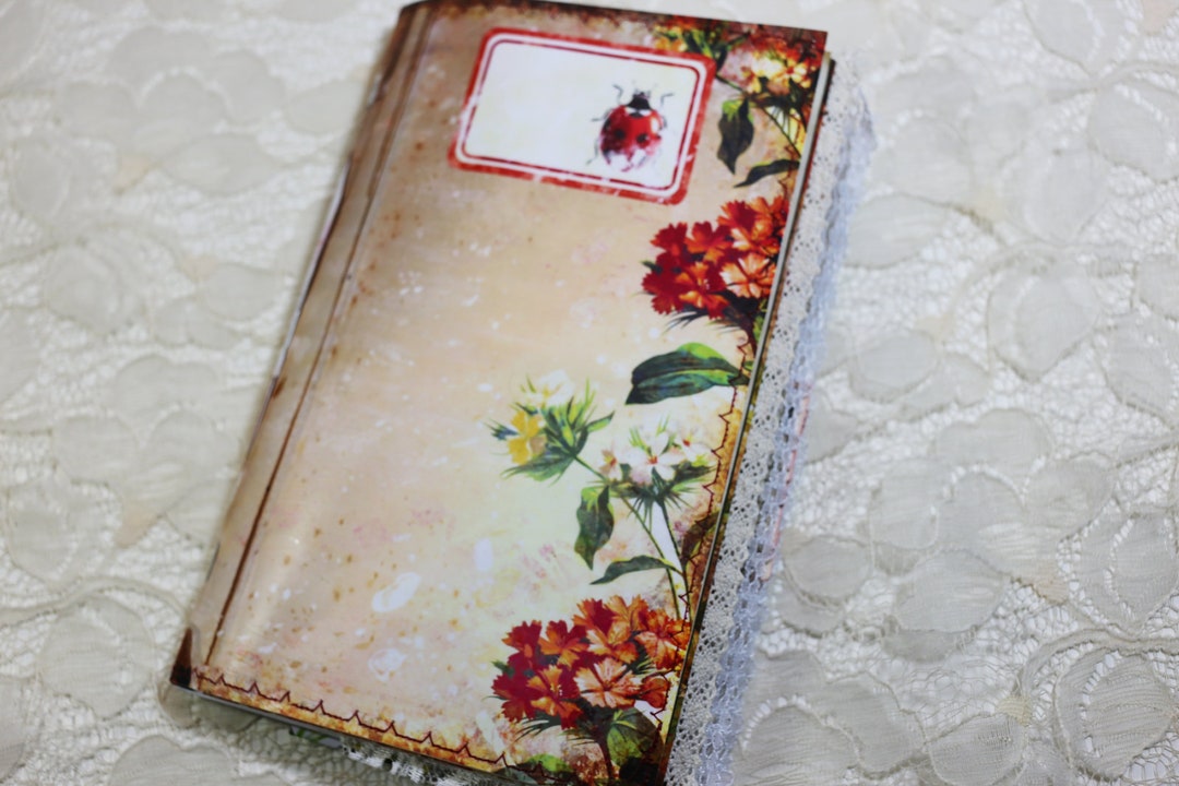 Junk Journal With Ladybugs, Travelers Notebook Inserts A5, Handmade ...