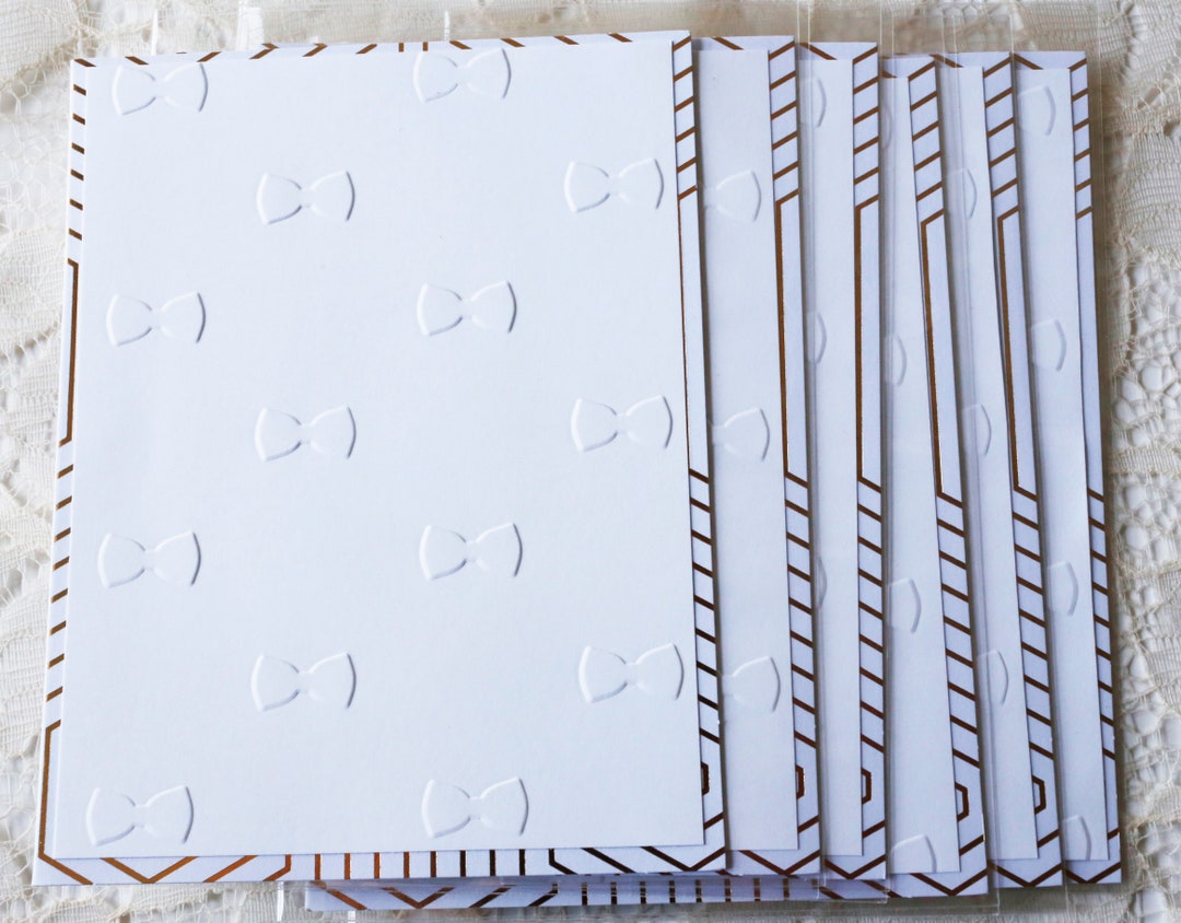 6 Blank White Note Cards Set, Elegant Stationery, Bow Tie Anna Griffin ...
