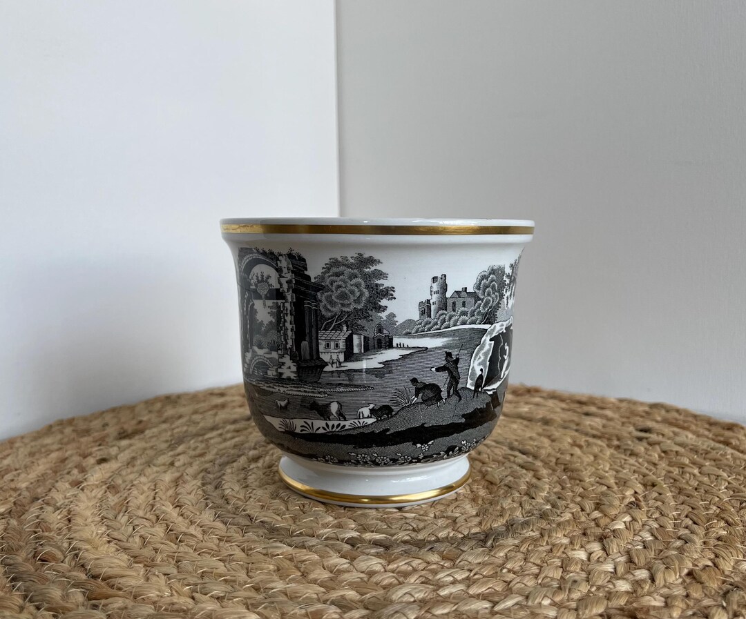 Vintage Copeland Spode’s “italian” Black and White Cachepot ...