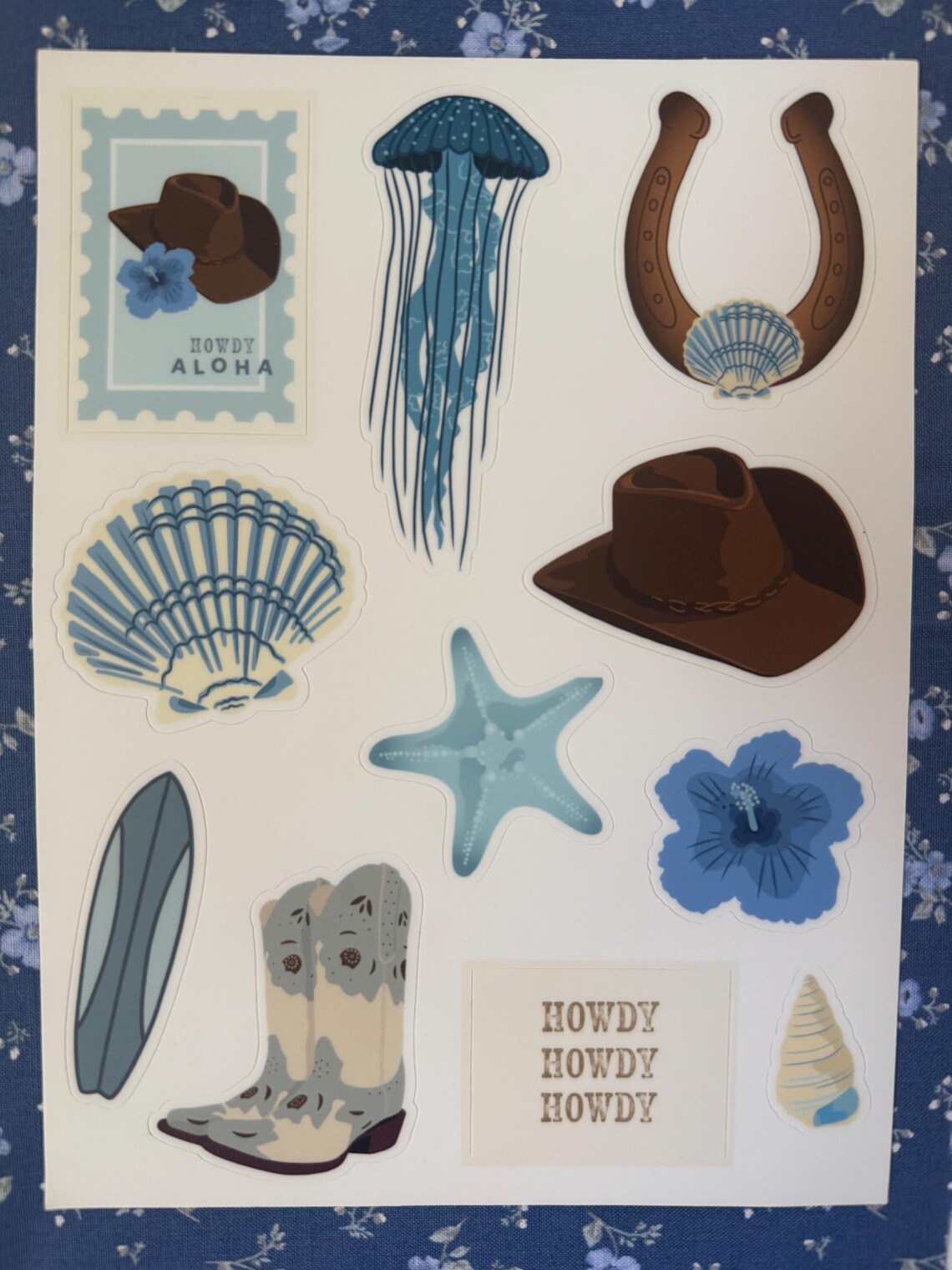 Coastal Cowgirl Sticker Sheet- Western Beach Stickers, Junk Journal ...