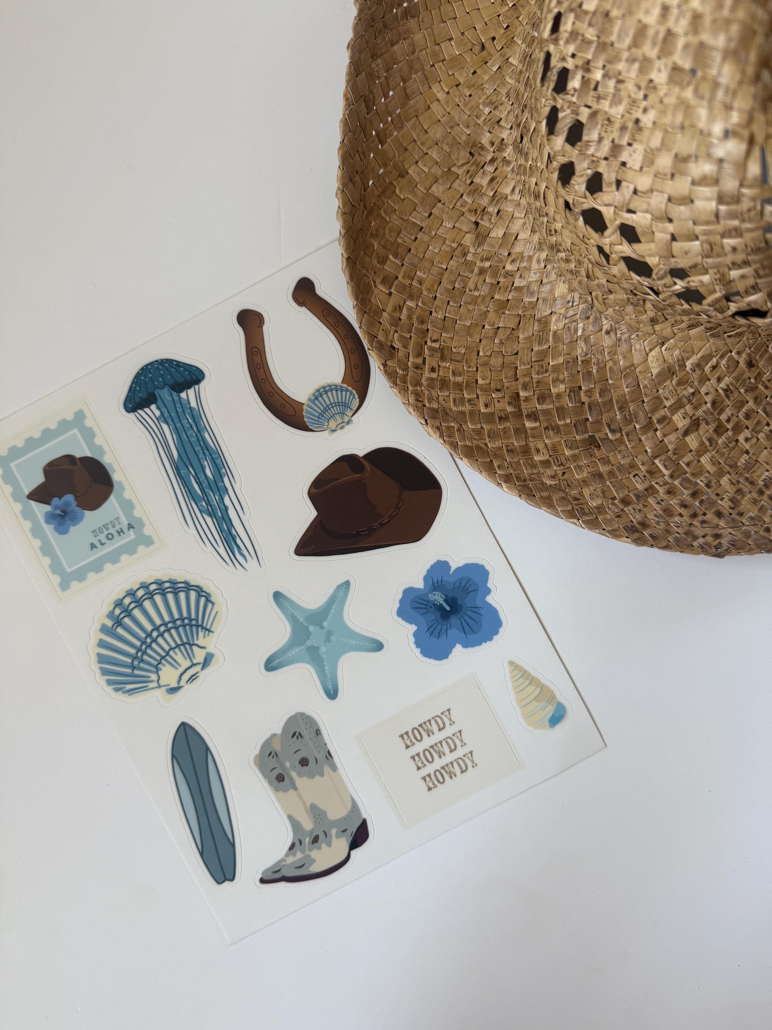 Coastal Cowgirl Sticker Sheet- Western Beach Stickers, Junk Journal ...