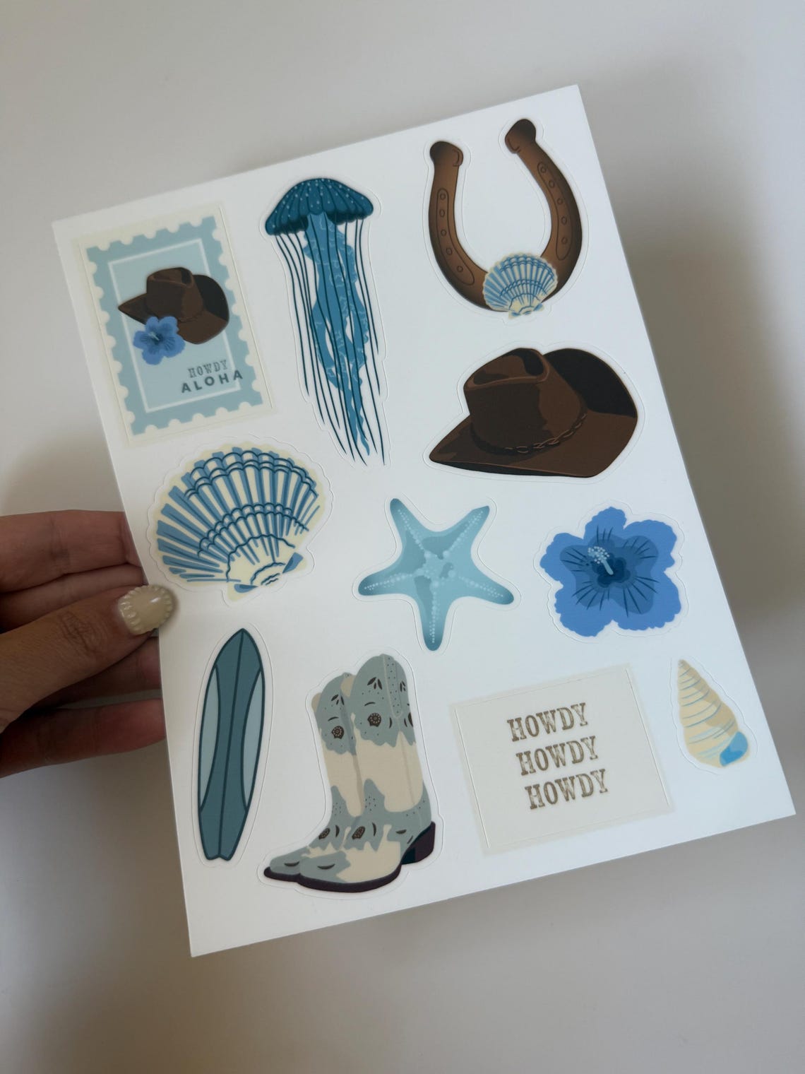 Coastal Cowgirl Sticker Sheet- Western Beach Stickers, Junk Journal ...