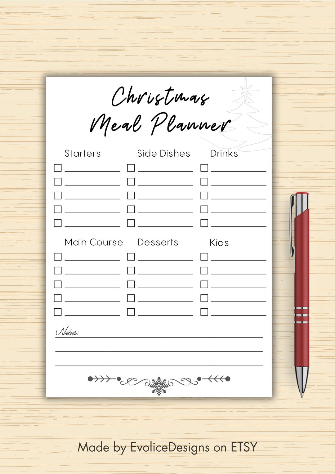 Printable Christmas Dinner Planner & Grocery List, Holiday Dinner ...
