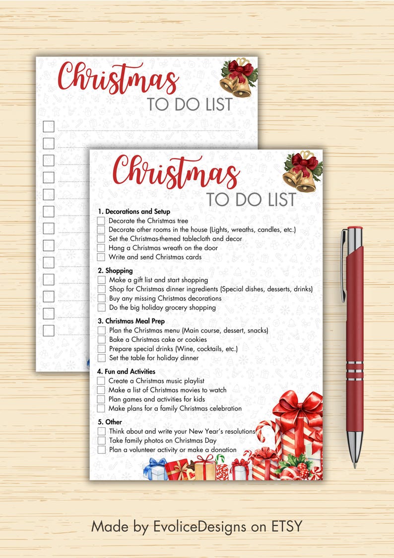 Printable Christmas to Do List, Editable Holiday Checklist, Christmas ...