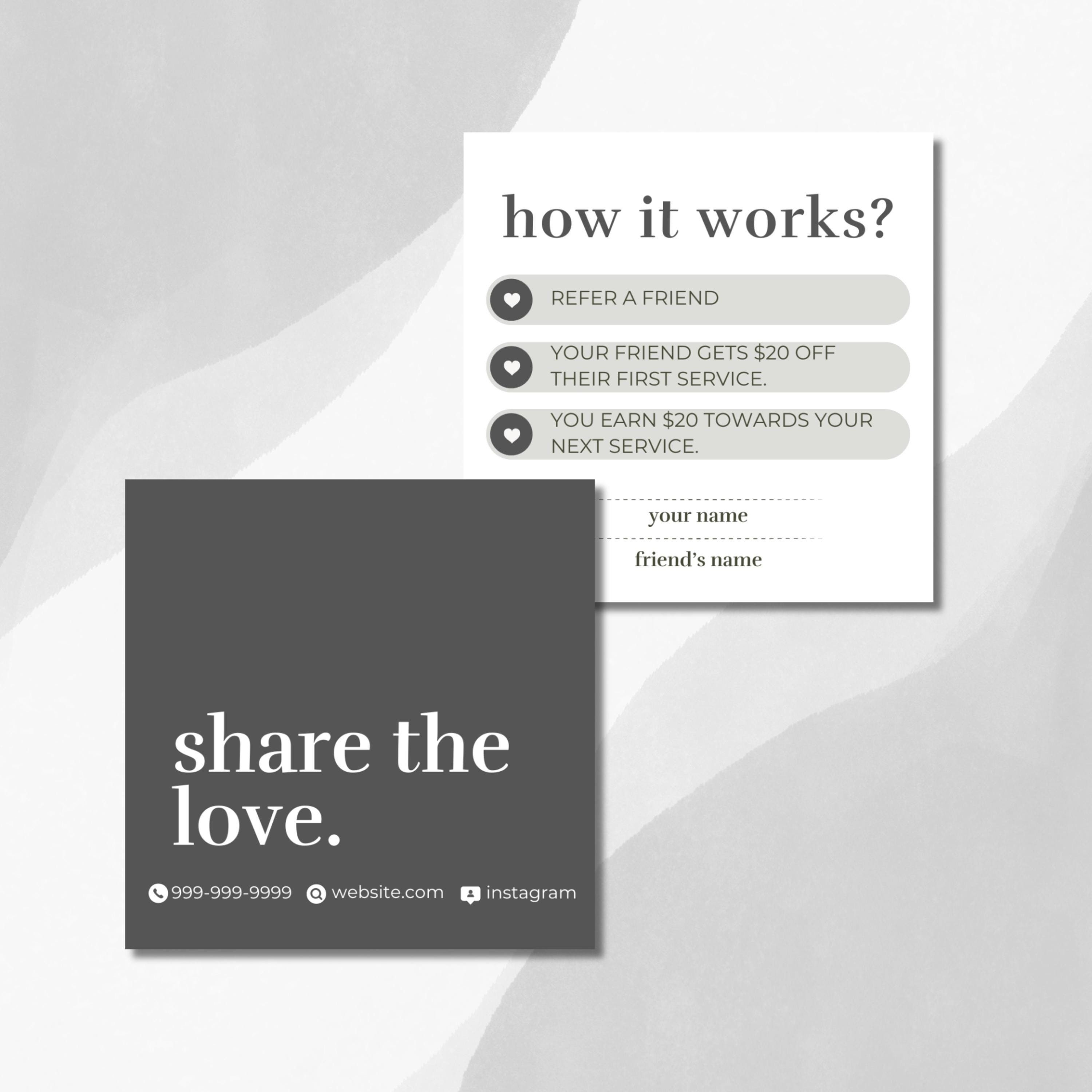 Refer A Friend Business Card Template, Printable Referral Discount Card ...