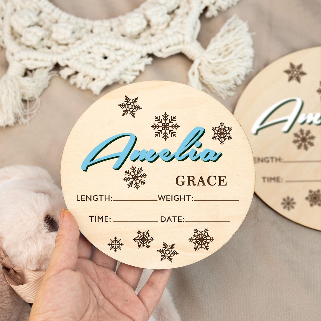 Baby Name Sign, Custom Baby Birth Sign, Circle Baby Name Plaque ...