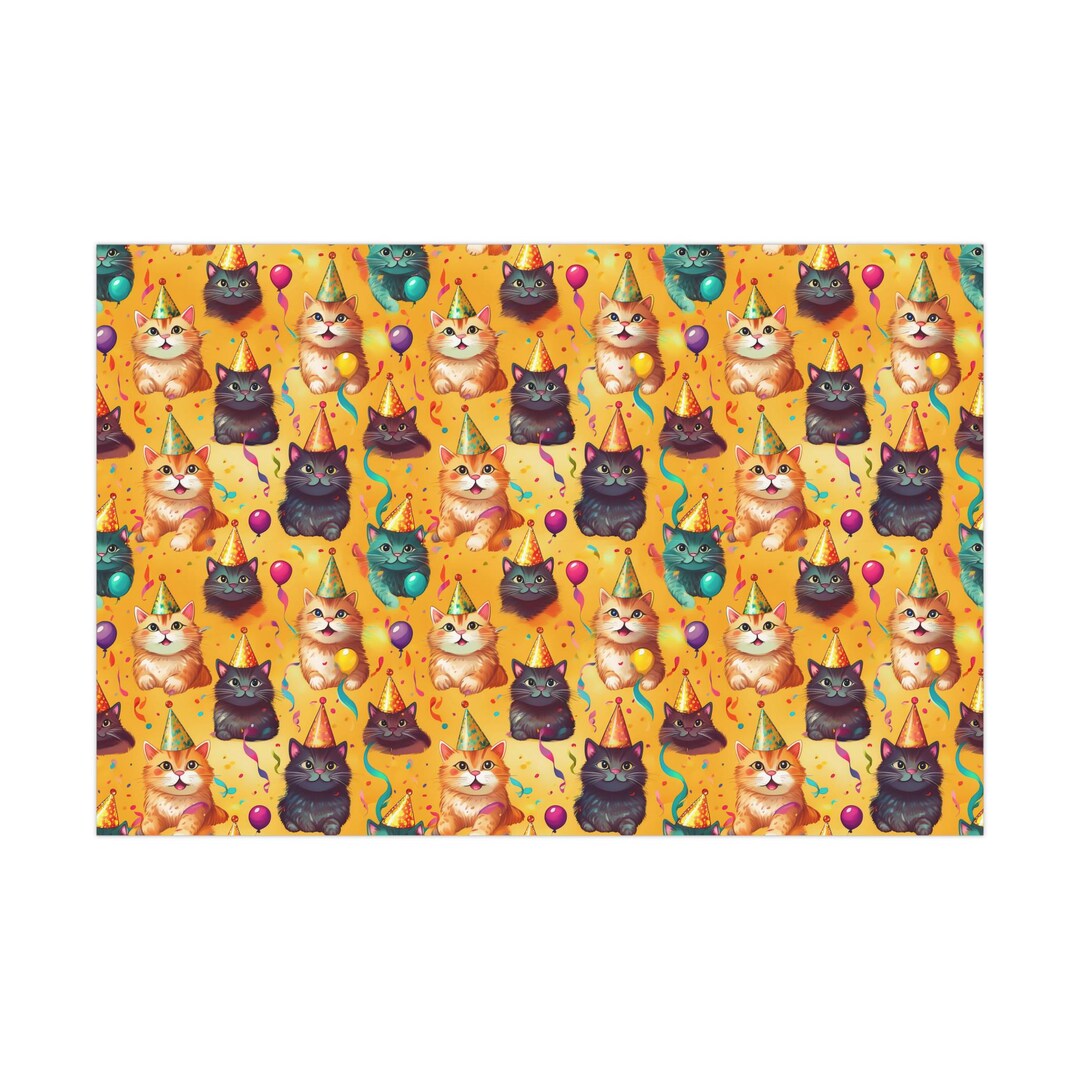 Whimsical Cat Gift Wrap Paper, Perfect for Birthdays and Parties ...
