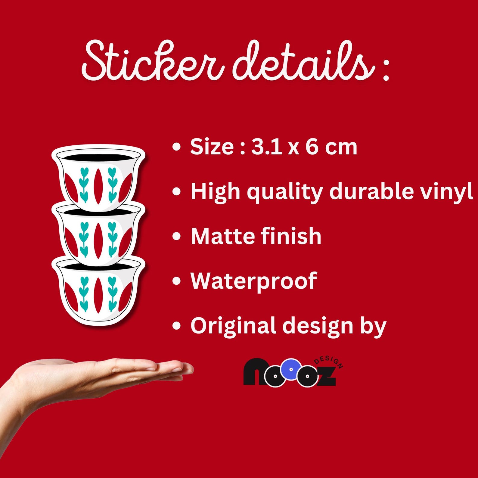 Lebanese Coffee Cups Sticker, Lebanese Sticker, Lebanon, Beirut ...