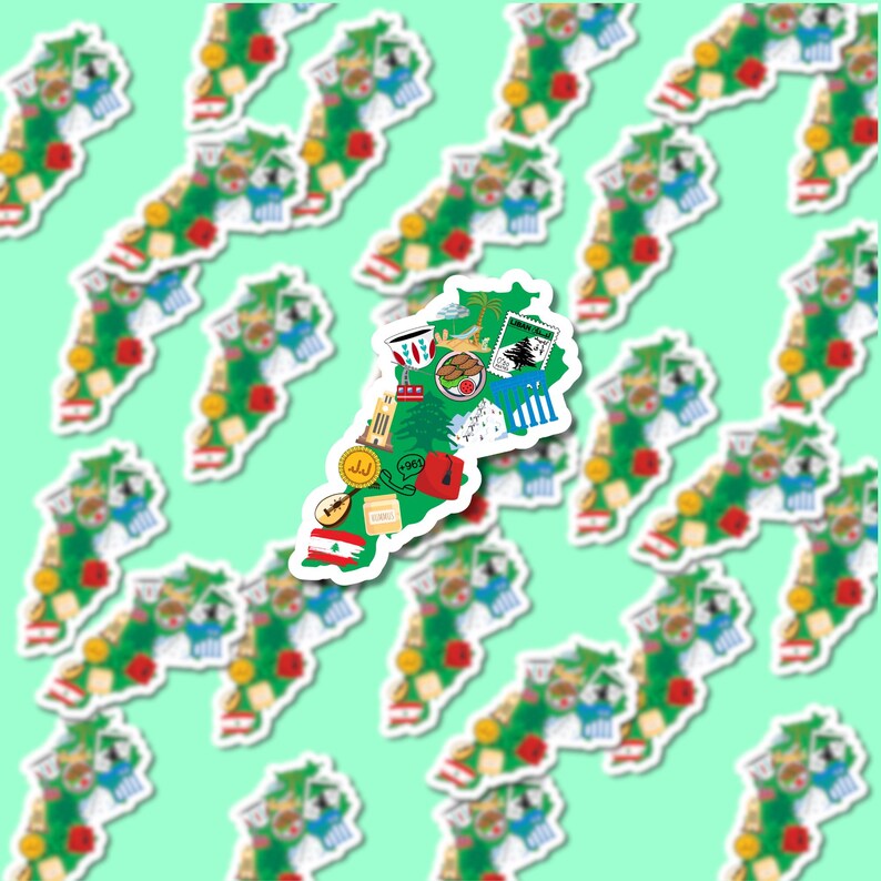 Lebanon Map Sticker, Lebanese Sticker, Lebanon Flag, Lebanon, Beirut ...