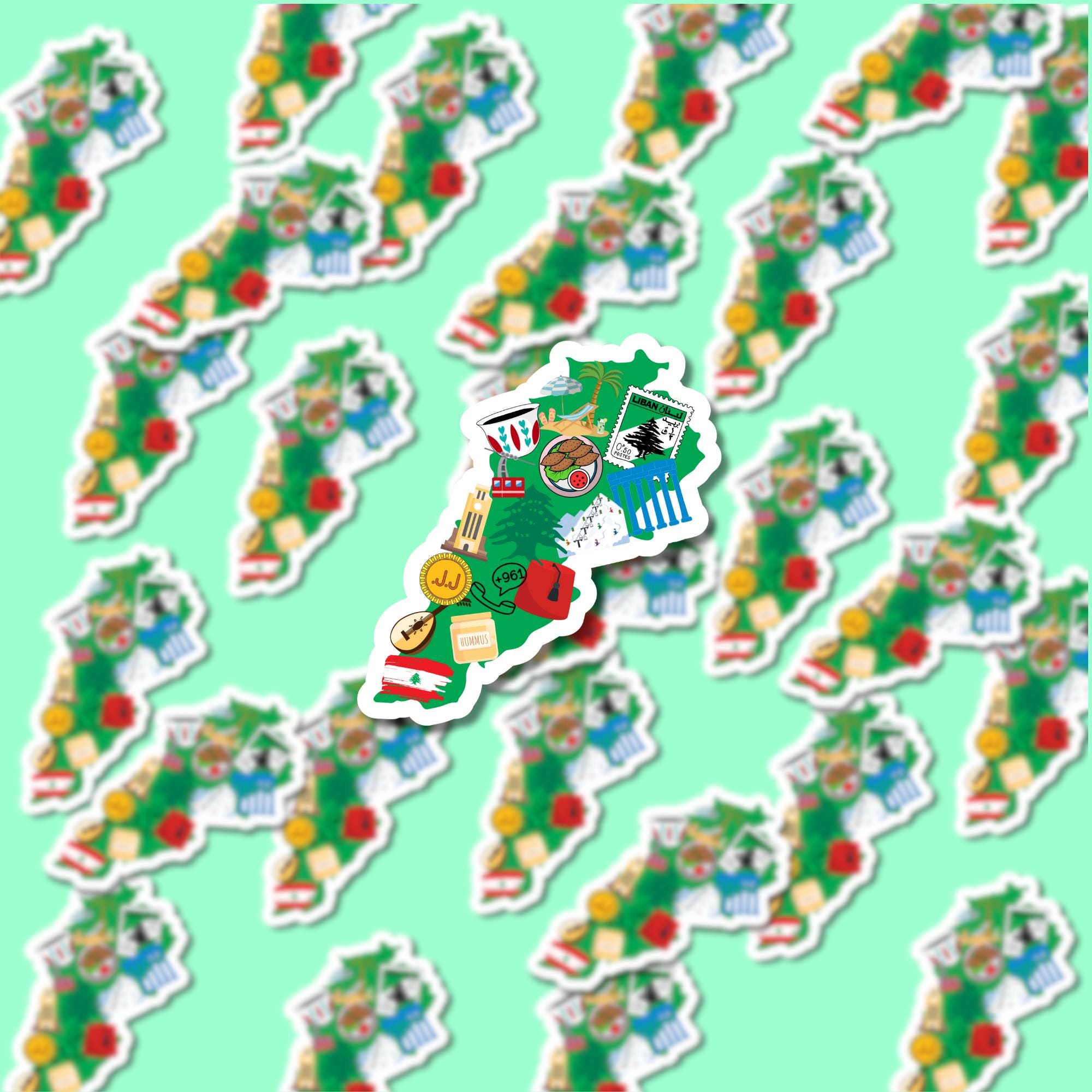 Lebanon Map Sticker, Lebanese Sticker, Lebanon Flag, Lebanon, Beirut ...