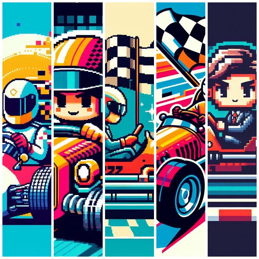 8-bit Retro Racing Profile Picture Bundle JPG Files for Youtube, Twitch ...