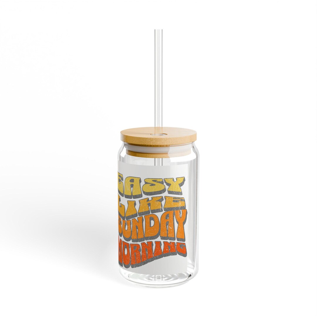 Glass Sipper Cup With Straw and Bamboo Lid 16oz - Morning Iced Coffee ...