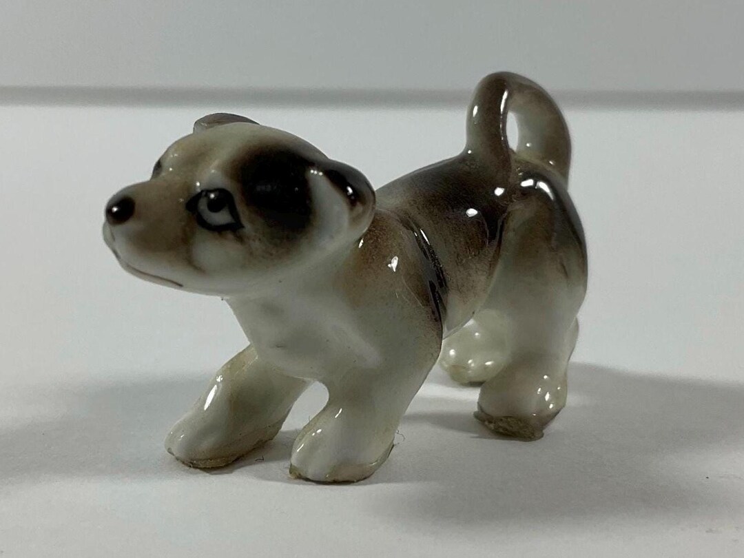Vintage Glass Porcelain Ceramic Animal Puppy Dog Miniature Figurine - Etsy