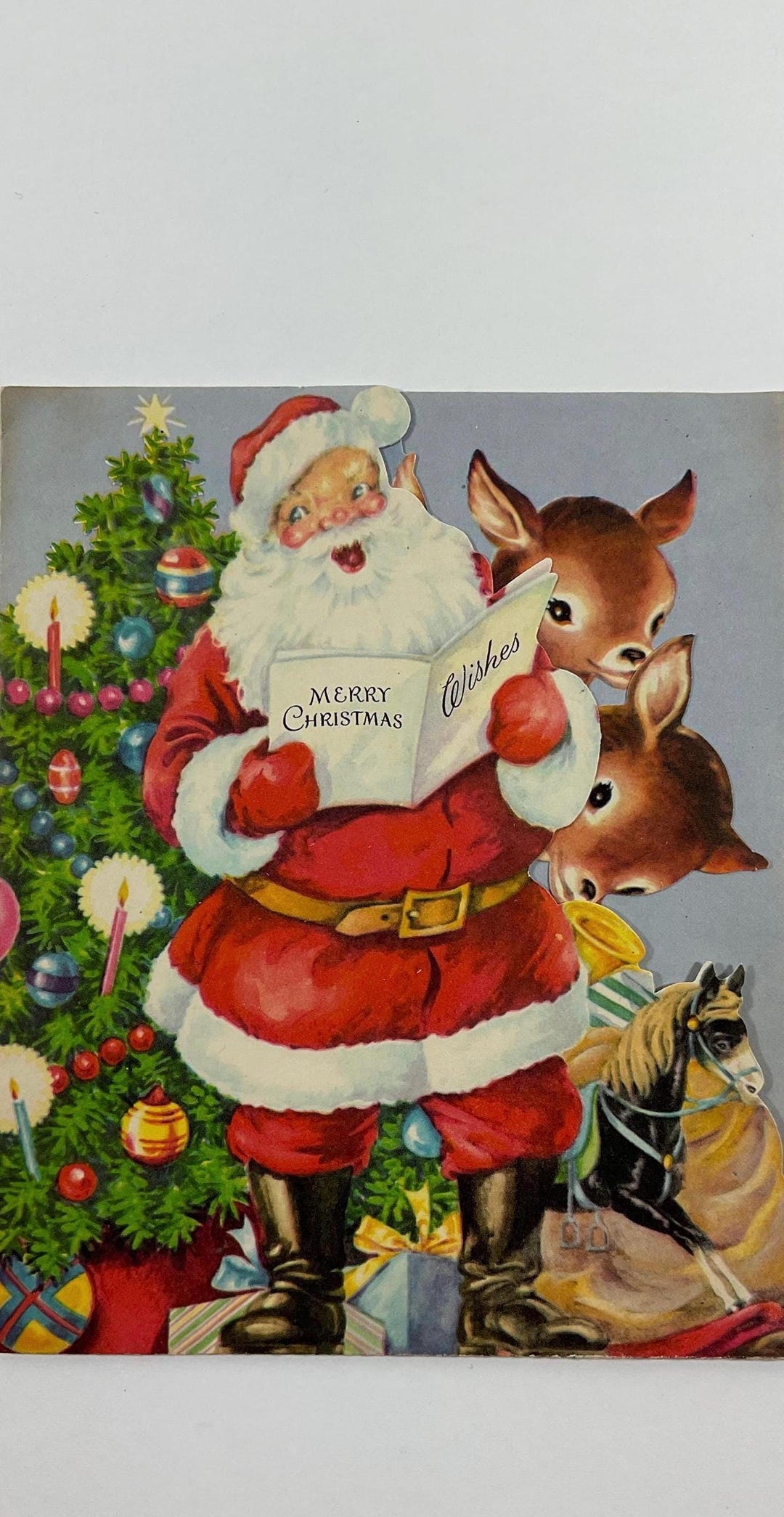 Vintage Wallace Brown Santa Claus Reindeer Present Christmas Tree Used ...