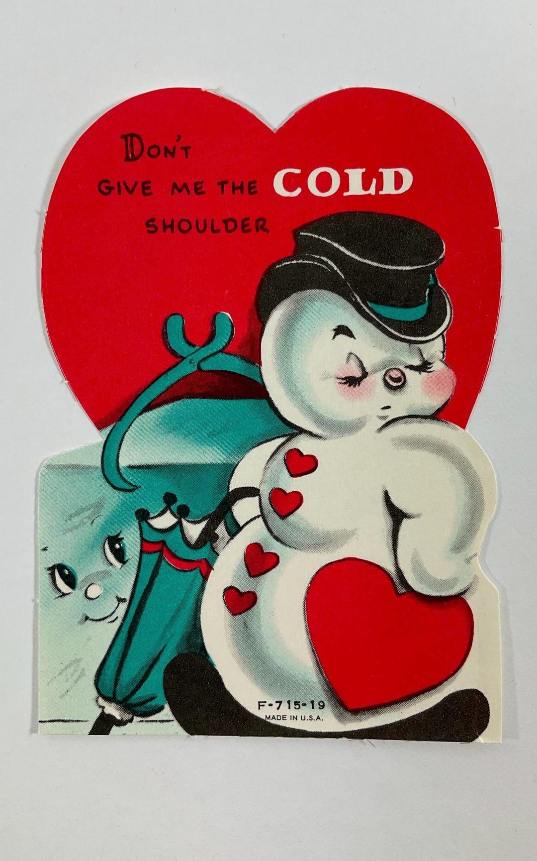 Vintage 1950s Anthro Anthropomorphic Snowman Ice Cube Valentines ...