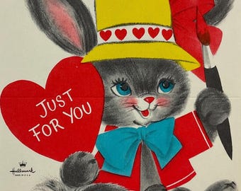 Vintage 1950s Hallmark Bunny Rabbit Valentine - Etsy