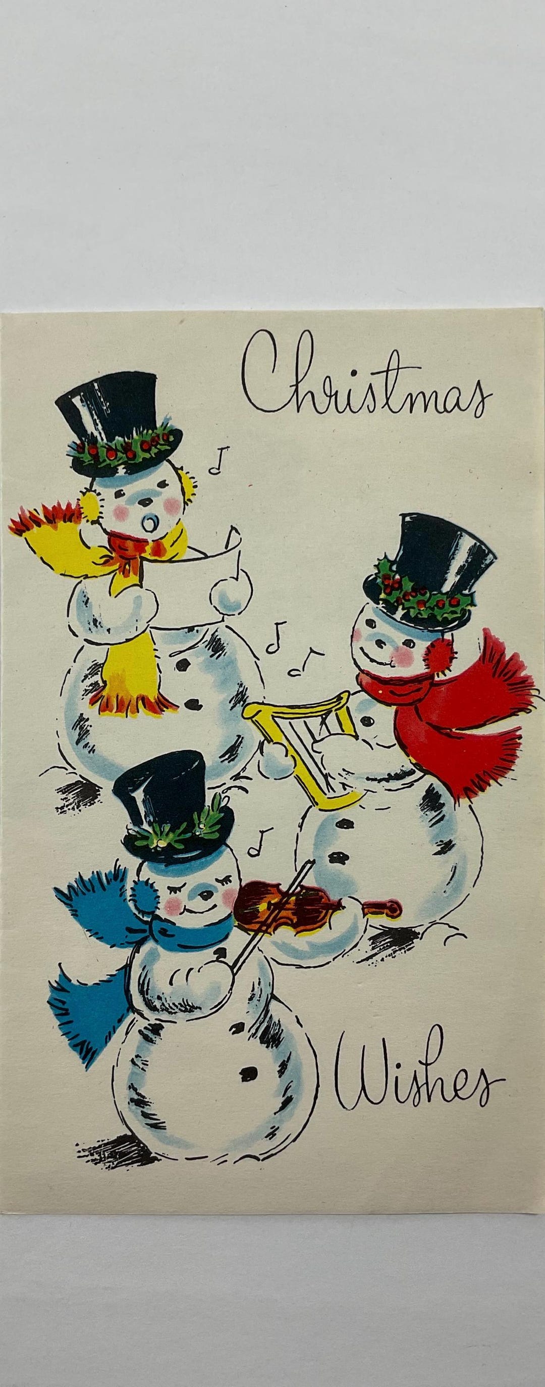 Vintage Caroling Snowmen Snowman Singing Songs Christmas Wishes Used ...