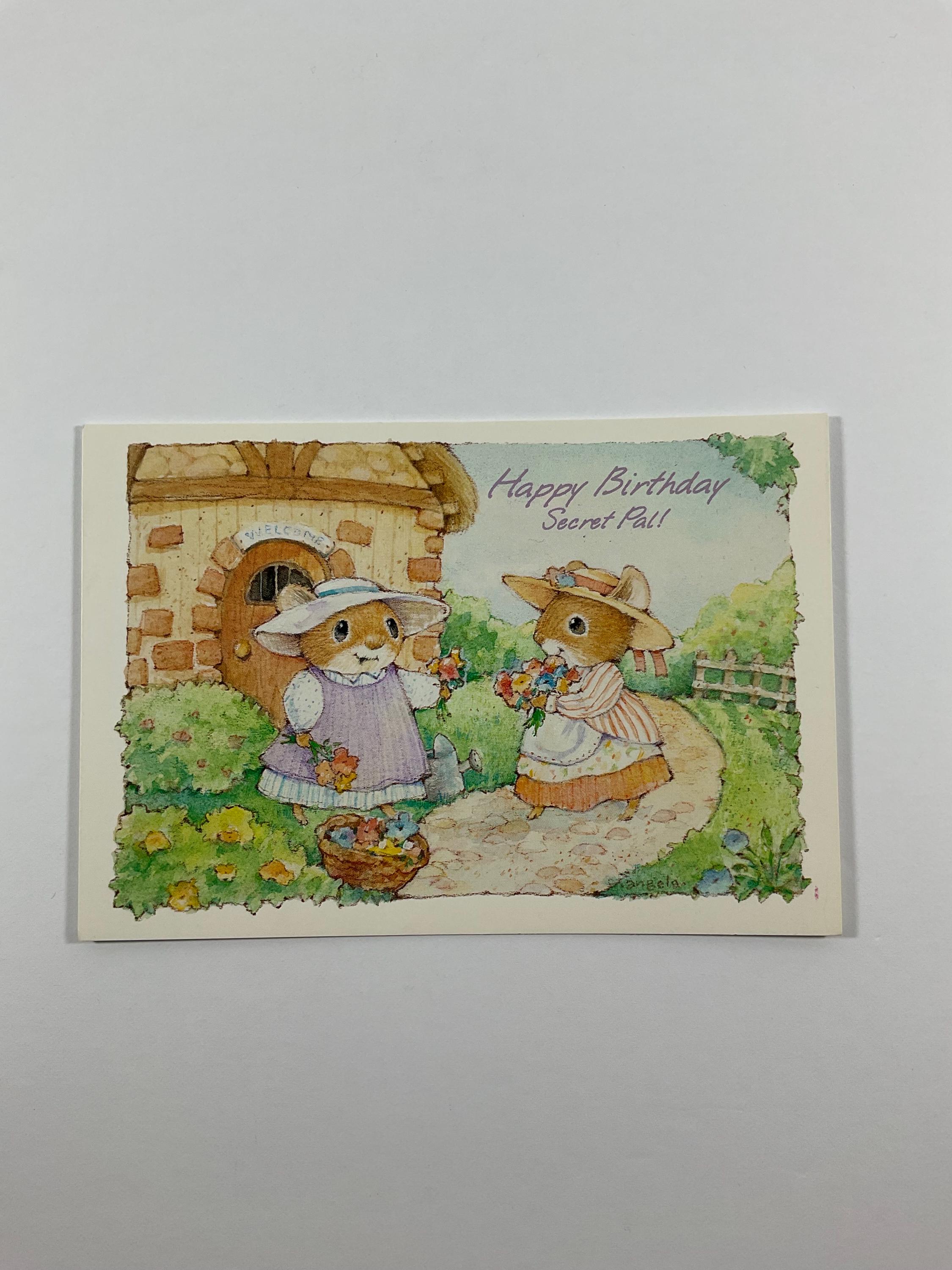 Vintage Current Mouse Mice Secret Pal Friends Birthday Holiday Greeting ...
