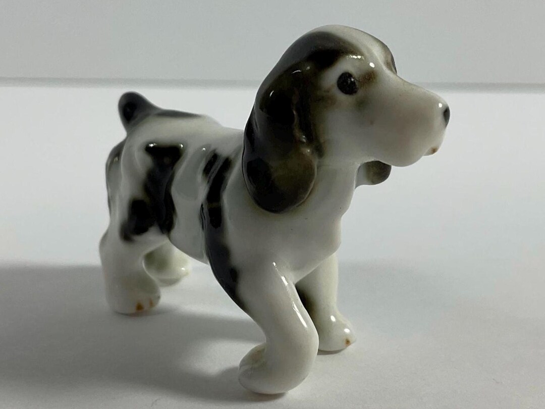 Vintage Glass Porcelain Ceramic Animal Spaniel Puppy Dog Miniature ...