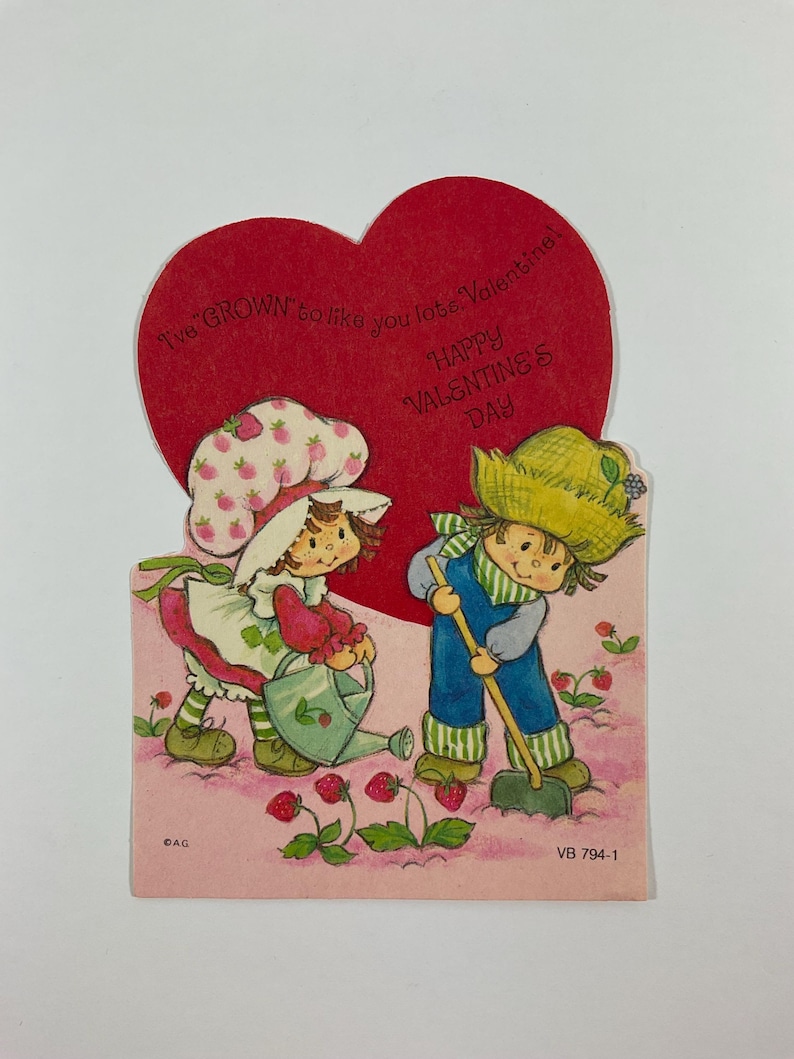 Vintage Strawberry Shortcake Garden Valentines Holiday Greeting Card - Etsy