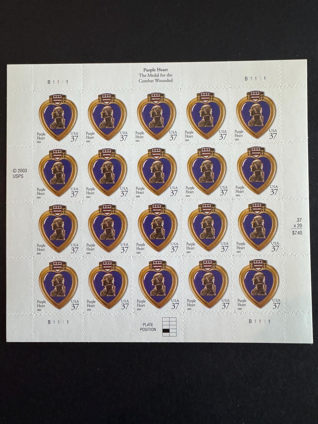 Purple Heart Military Medal for Combat Wounded Commemorative Postage ...