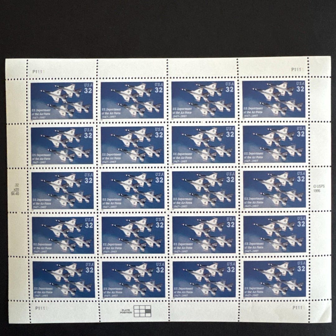 Air Force Commemorative Postage Stamp Sheet of 20 - Thunderbird ...