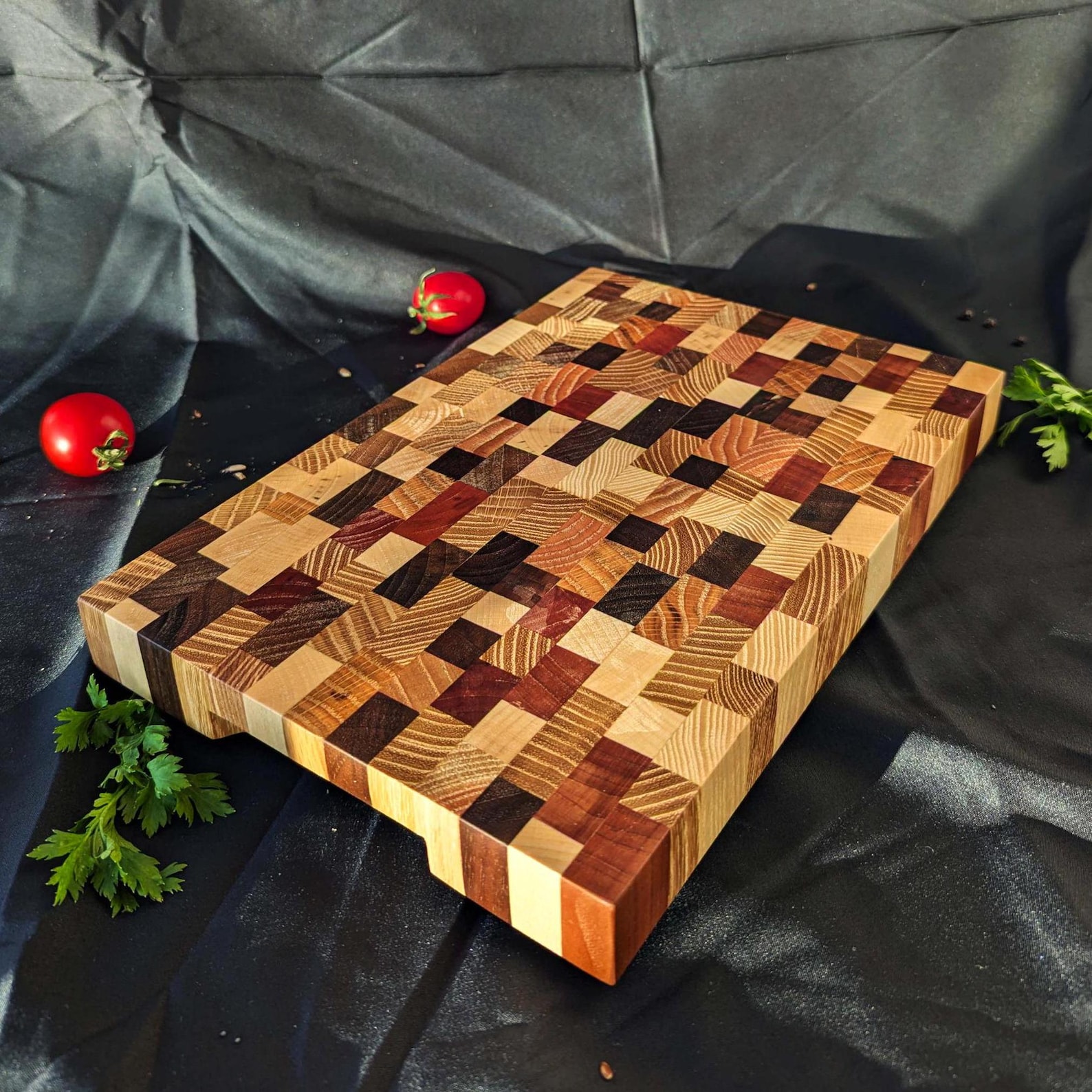 Butcher Block Mosaic End Grain Cutting Board, Сharcuterie Wooden ...