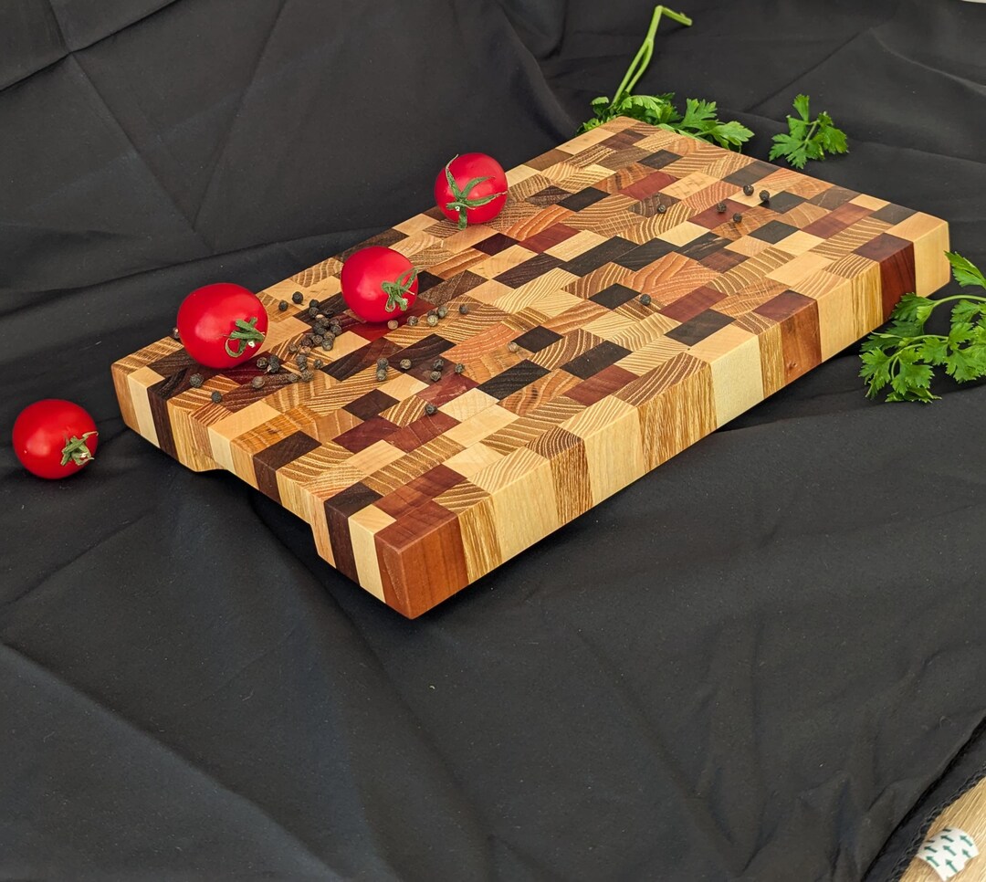 End Grain Board, Сharcuterie Board (oak+walnut +pear+ Maple+ Acacia+ ...