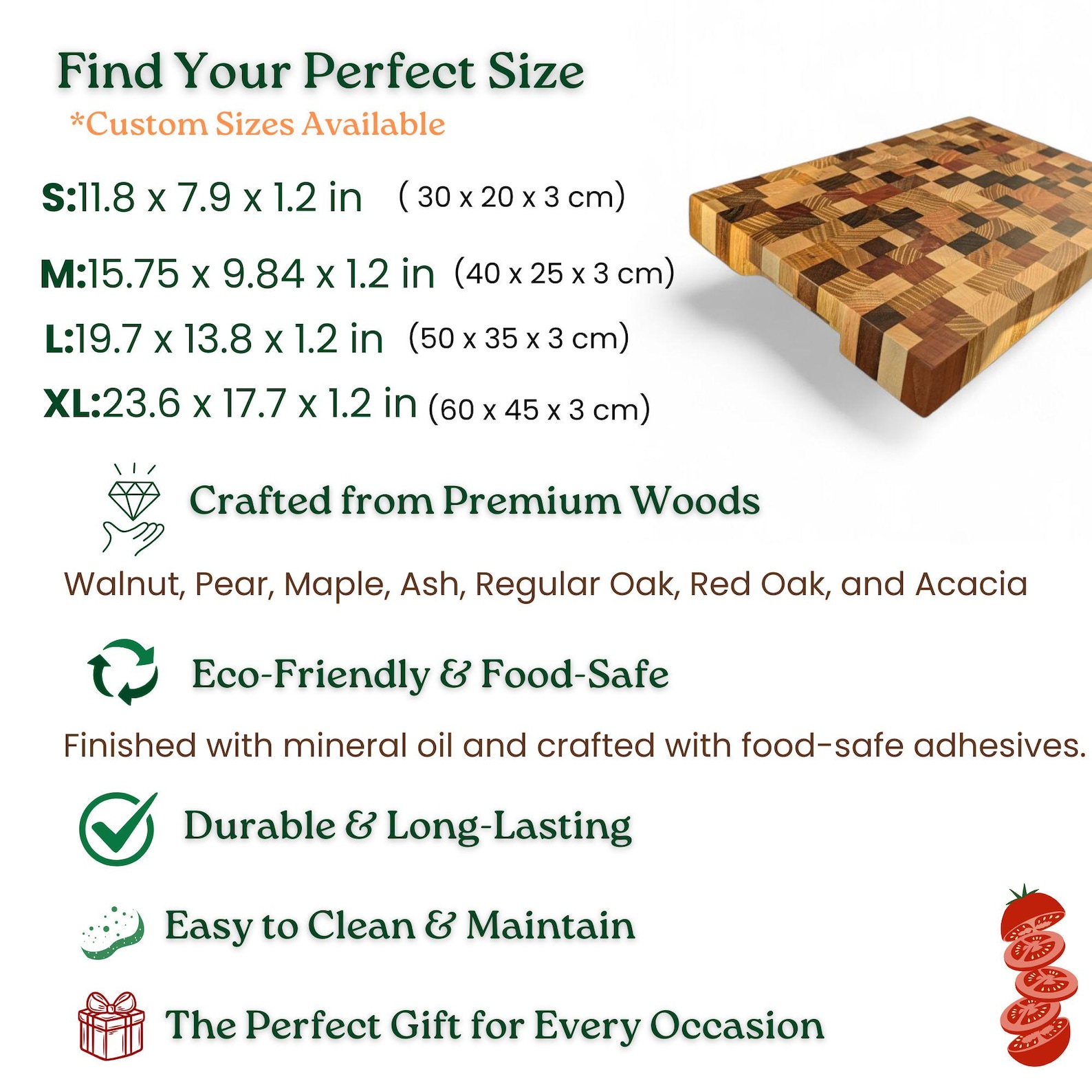 Butcher Block Mosaic End Grain Cutting Board, Сharcuterie Wooden ...