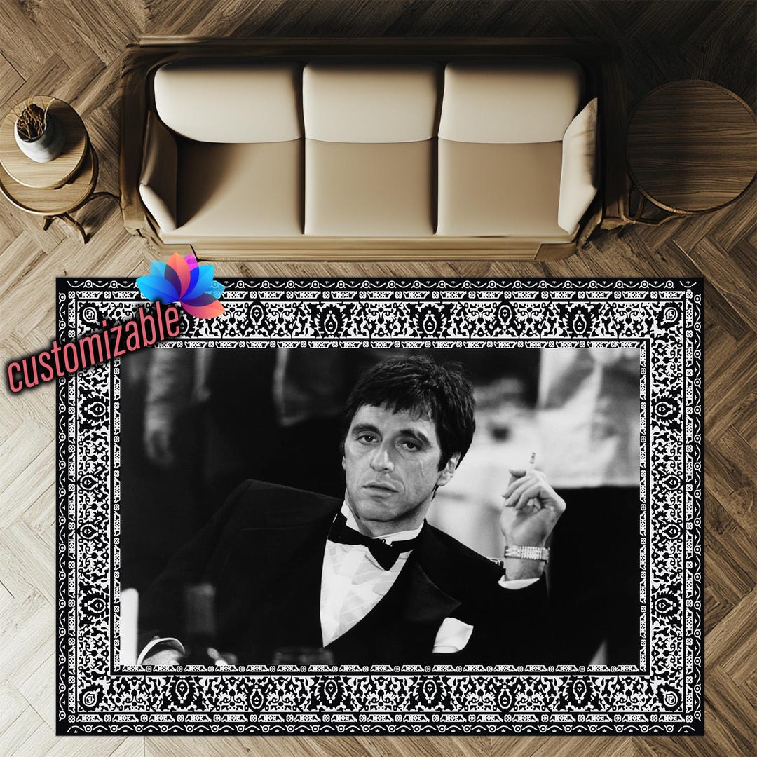 White Black Scarface Rug, Scarface Carpet, Scarface Rug, Scarface ...