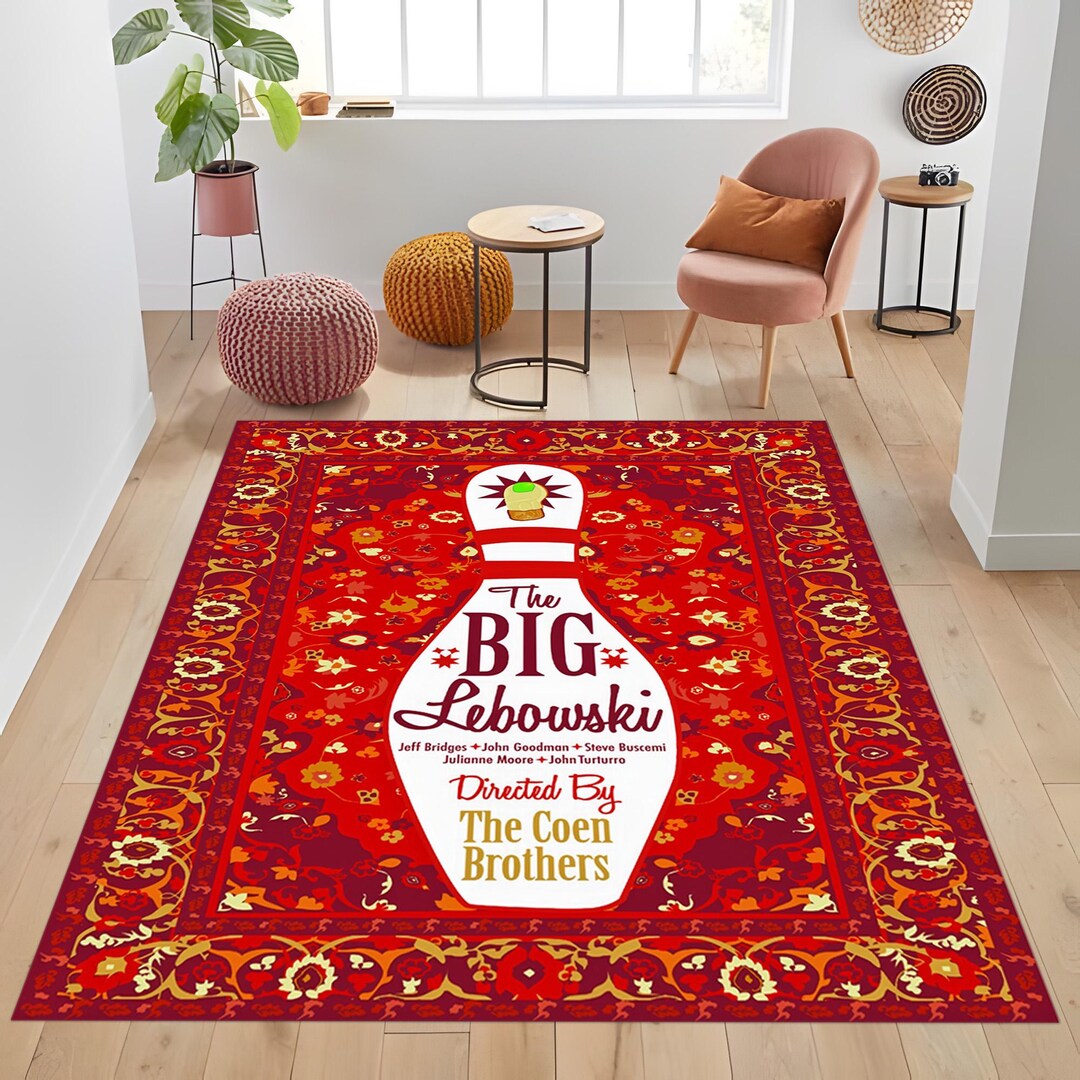 The Big Lebowski Rug: Movie Decor, Red Area Rug - Etsy