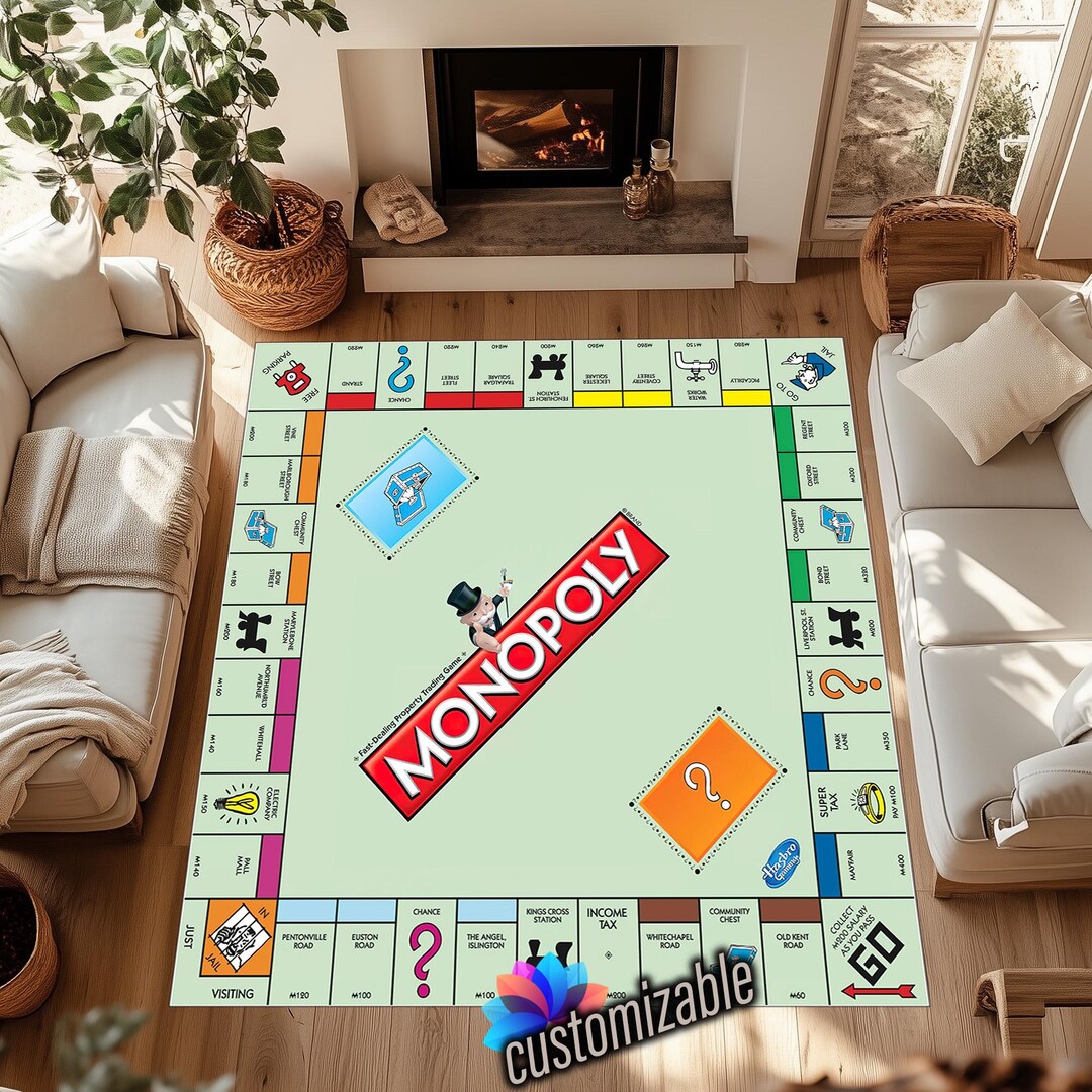 Monopoly Rug,monopoly Game Rug,play Room Monopoly Rug,for Kids Play ...
