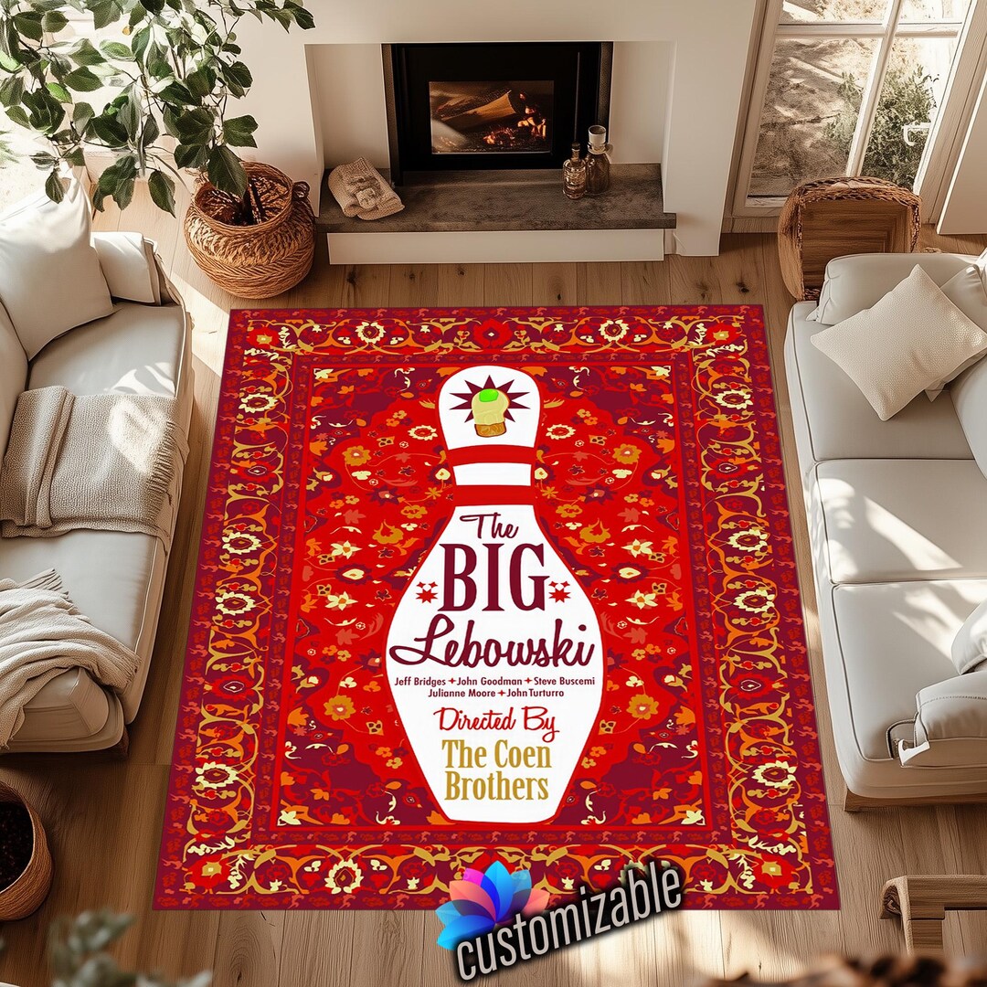 Red White Dude Rug, Dude Rug,the Big Lebowski Rug,lebowski Carpet ...