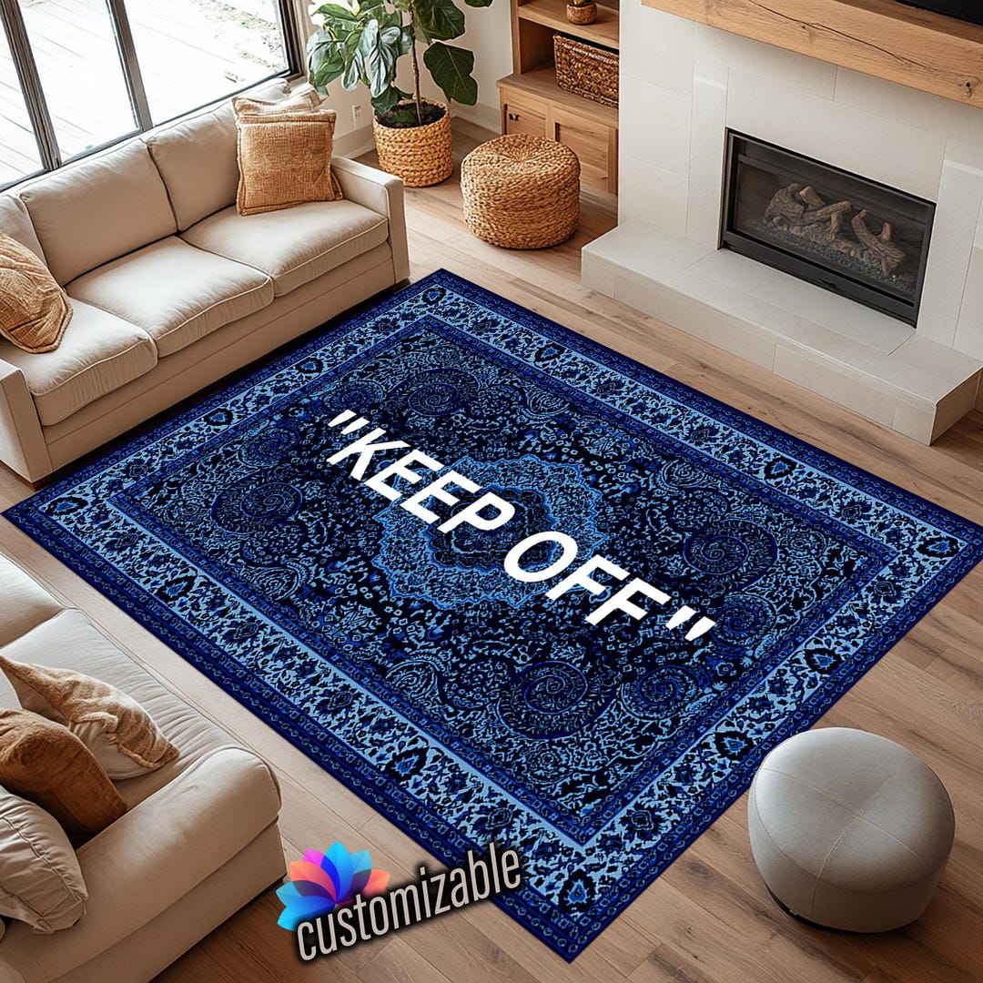 Blue White Black Rug,blue White Keep off Carpet,keep off Rug,keep off ...