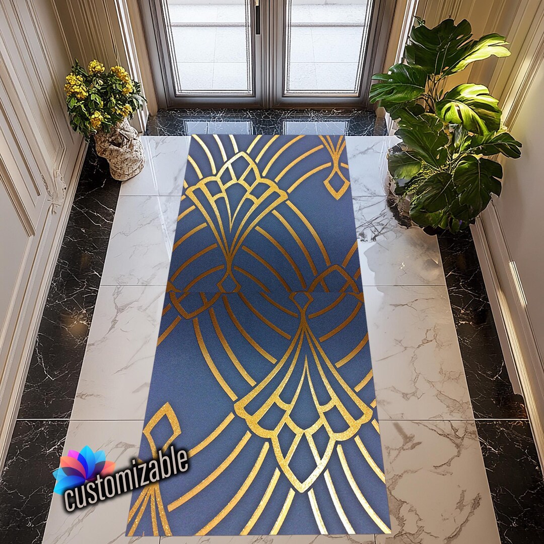 Runner Blue Gold Rug,blue Gold Rugs,gold Blue Carpet,blue Gold Carpets ...