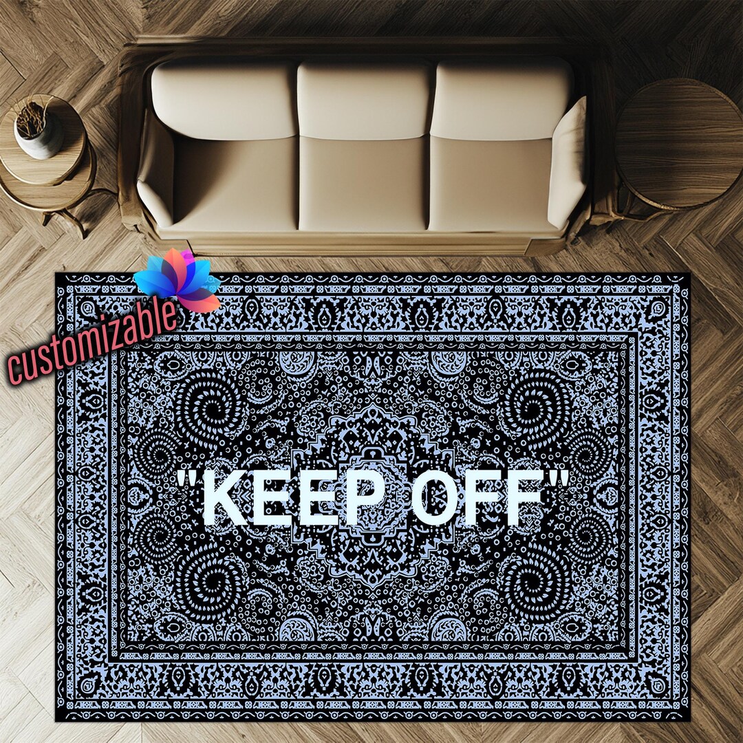 Blue White Keep off Carpet,blue White Black Rug,keep off Rug,keep off ...