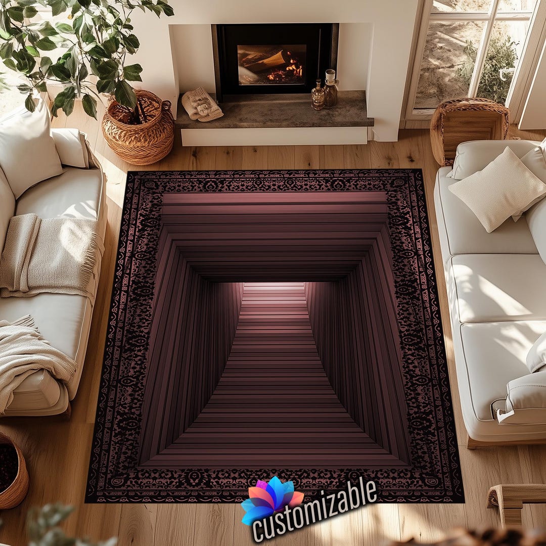 Purple Tunnel Rug,3d Stair Illusion Stair Rug,purple Vortex Stair Rug ...