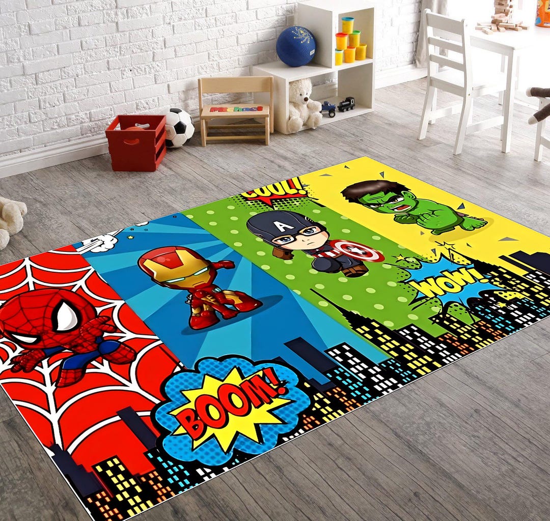 Superhero, Superhero Rug, Spiderman Rug, Super Hero Rug, Hulk Rug, Thor ...