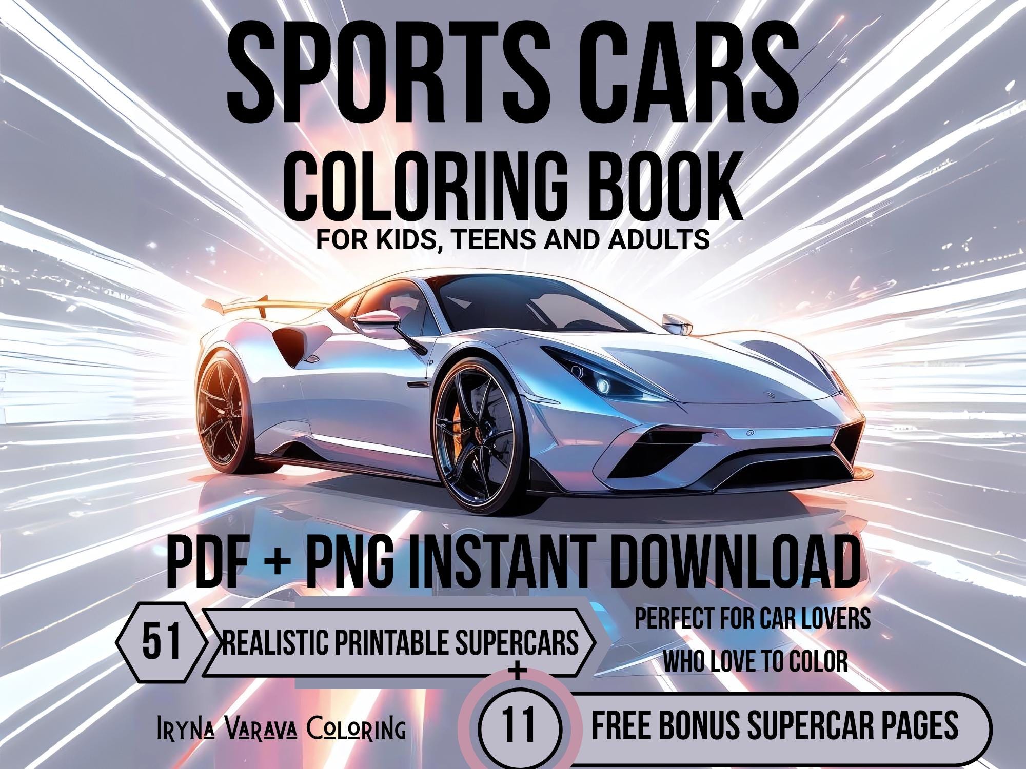 Sports Car Coloring Book Printable | 62 Supercar Coloring Pages PDF ...