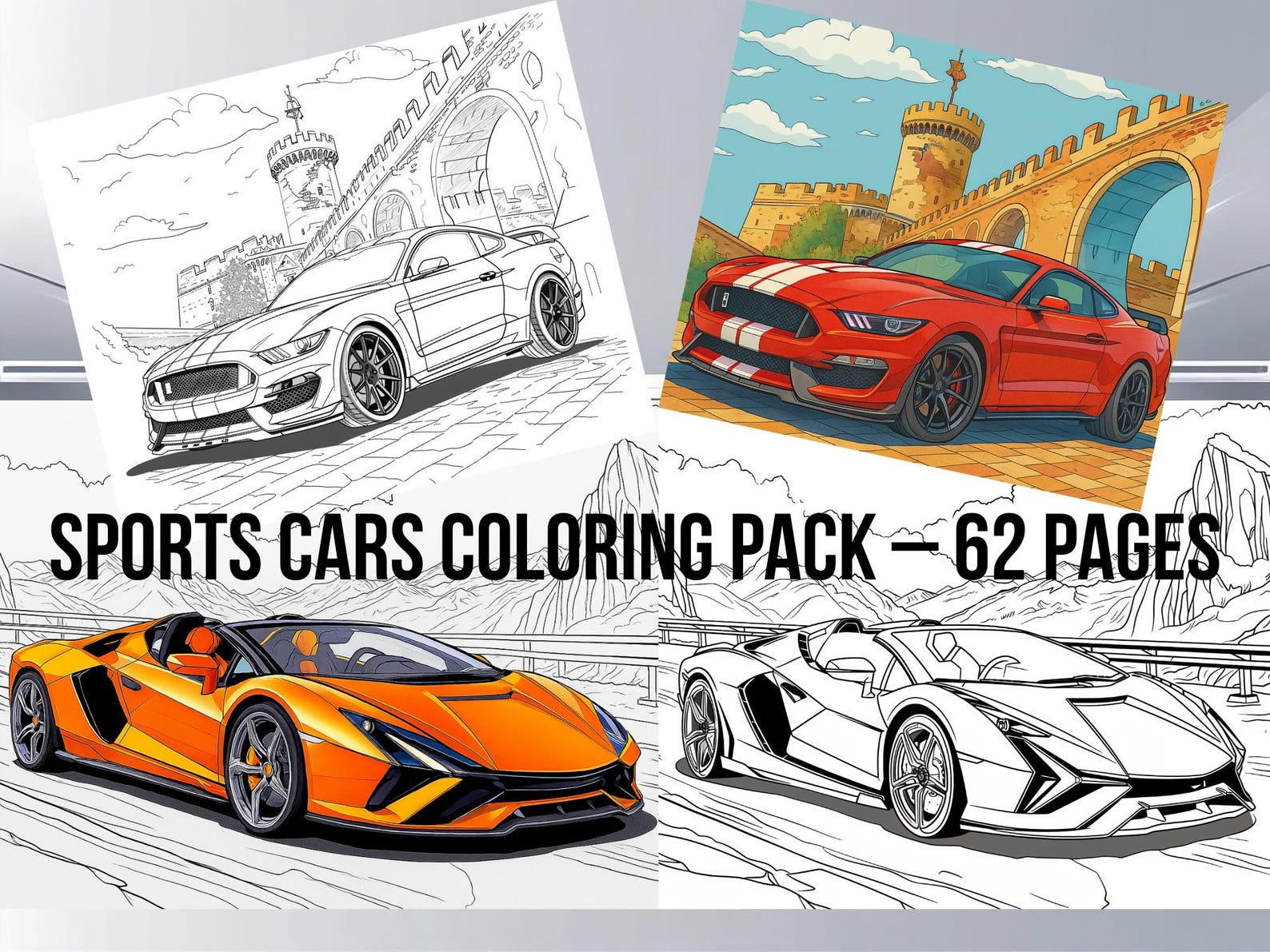 Sports Car Coloring Book Printable | 62 Supercar Coloring Pages PDF ...