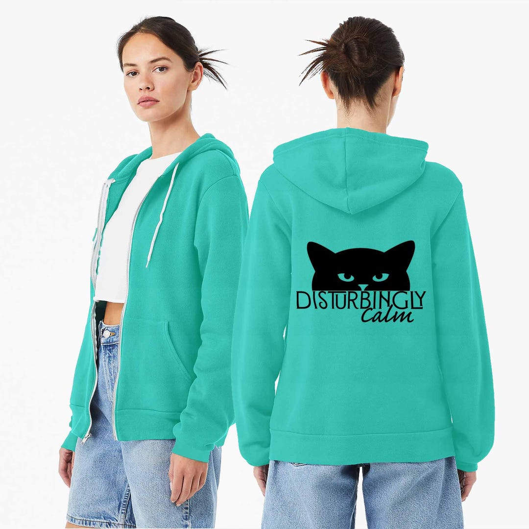 Ironic Cat Sweatshirt | Zip up Hoodie | Black Cat Fleece Jacket Women ...