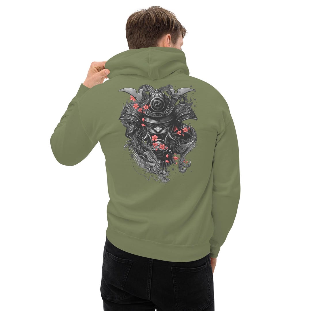 Cozy Samurai Illustration Fictional Character Hoodie Samurai Irezumi ...