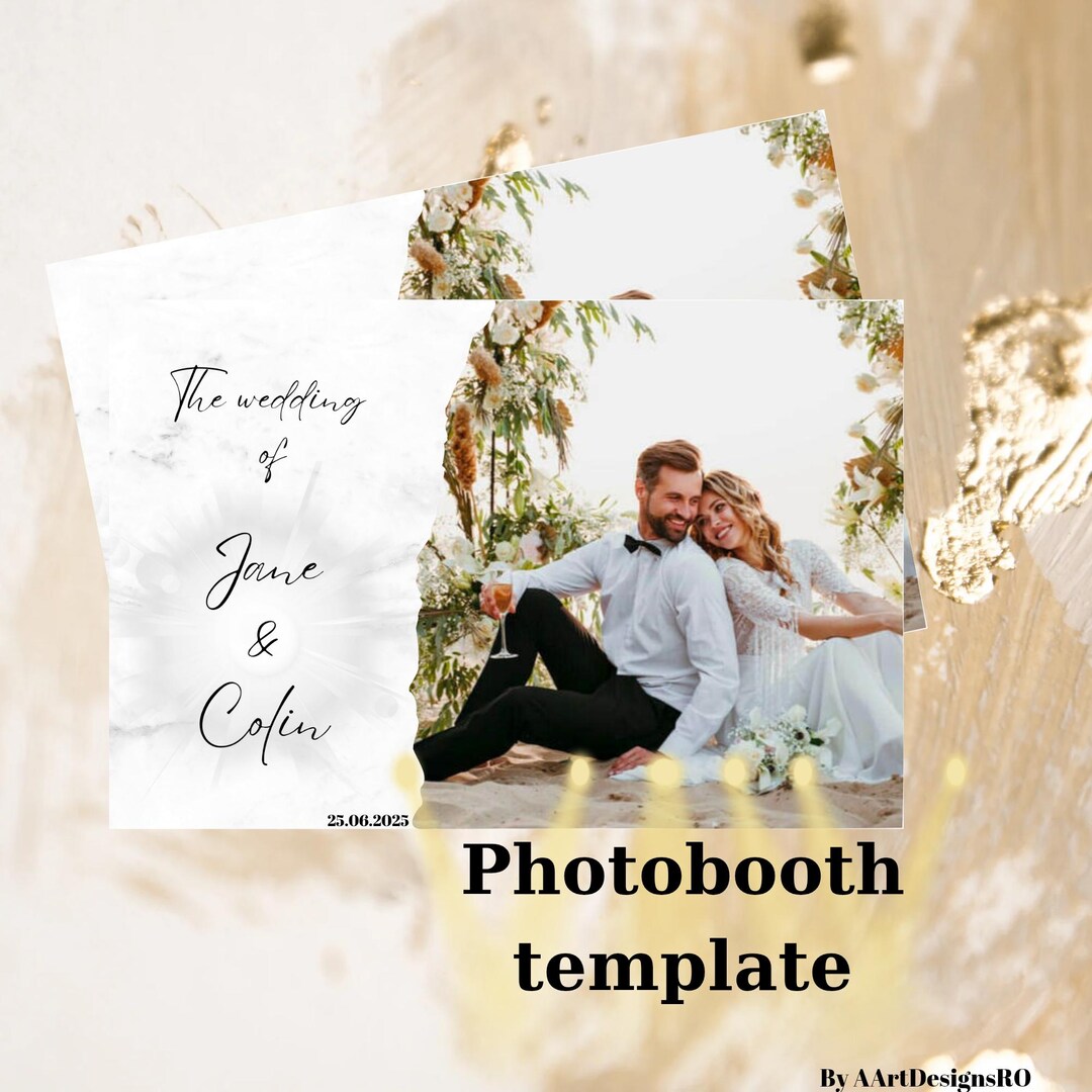 Minimalist Photo Booth Template | 4x6” Grey & White Wedding Photo Strip ...