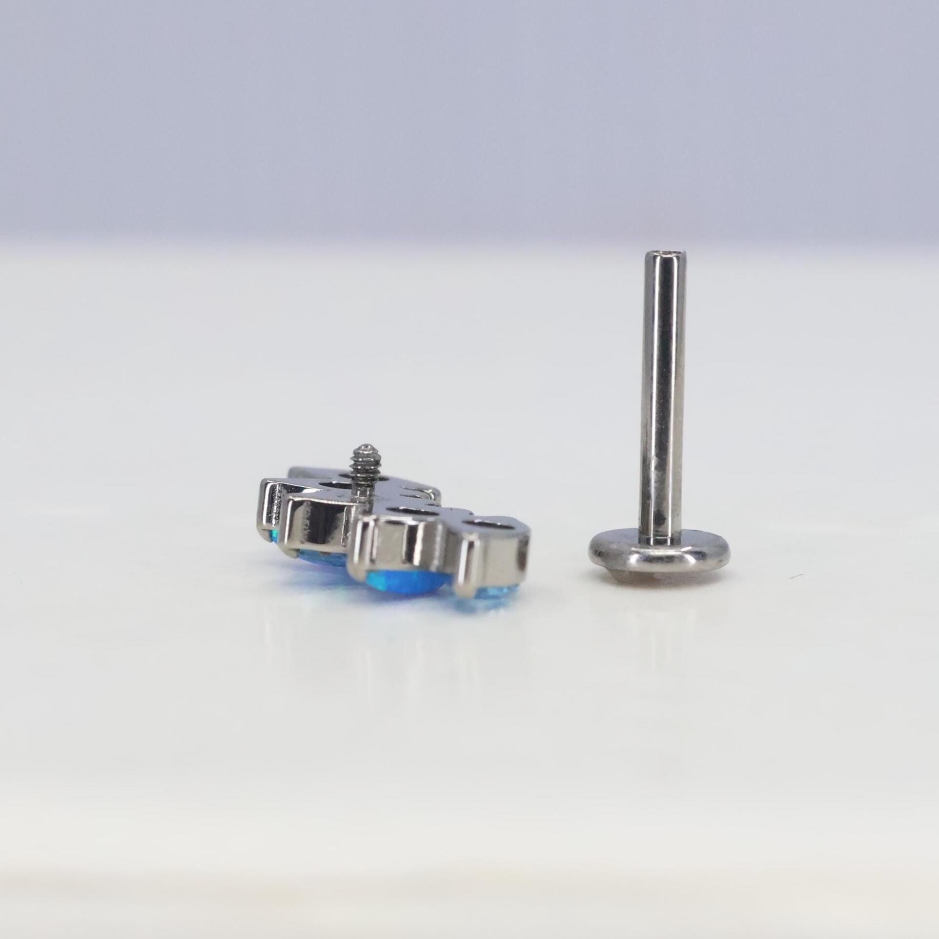 Titanium ASTM F136 (in18) Fire Opal and Zirconia Internally Threaded ...