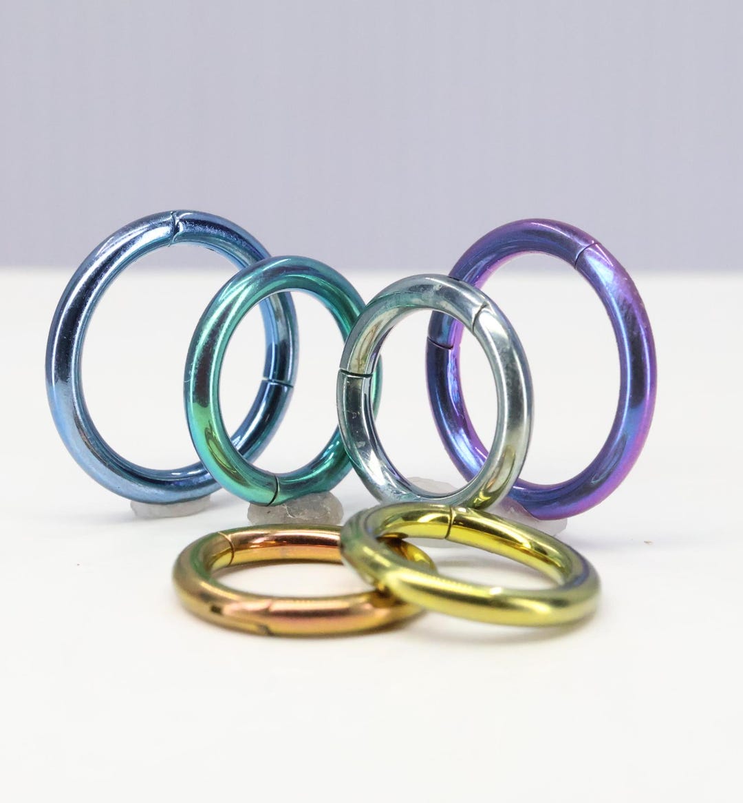 Titanium ASTM F136 Clicker, Hinged Hoop 1.2mm-1.6mm (16g-14ga) Suitable ...
