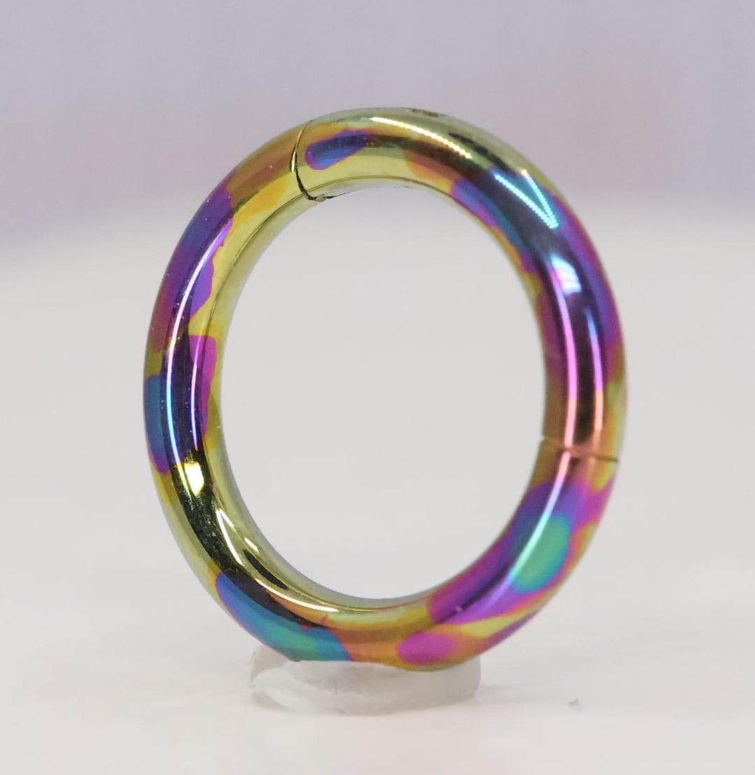 Titanium ASTM F136 Anodised "golden" Oil Slick Clicker, Hinged Hoop 1 ...