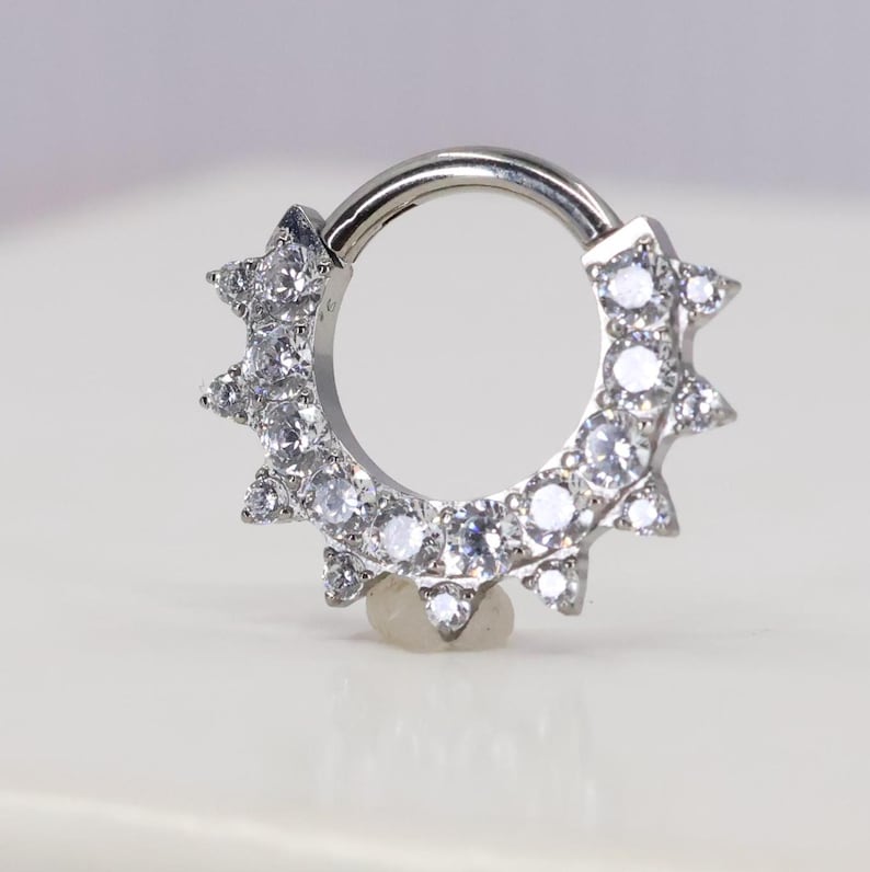 Titanium ASTM F136 (cl51) Zirconia Mandala Clicker Hinged Hoop 1.2mm ...