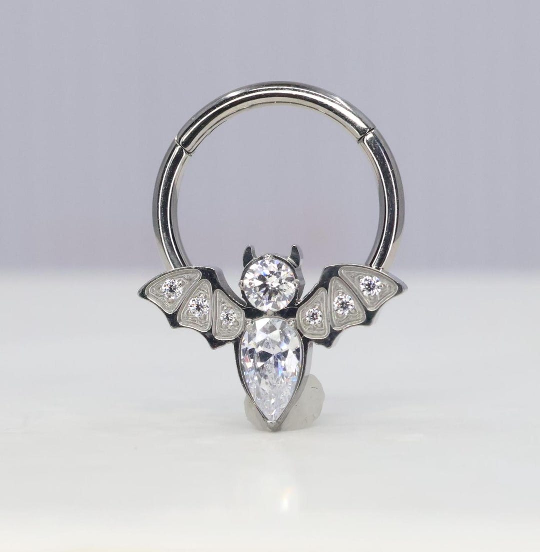 Titanium ASTM F136 (cl15) Zirconia Bat Clicker, Hinged Hoop 1.2mm (16ga ...