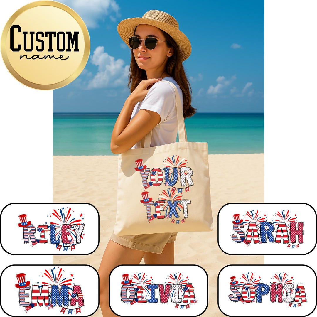 Personalized 4th of July Tote Bag, Custom Family Tote Bag, Celebration ...
