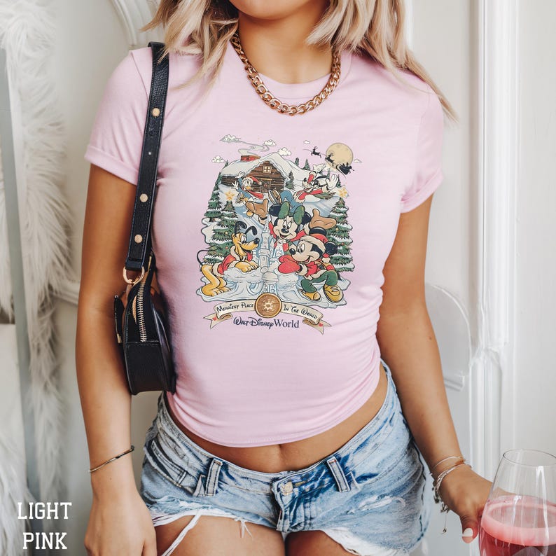 Retro Disney Christmas Baby Tee,mickey and Friends Christmas Baby Tee ...